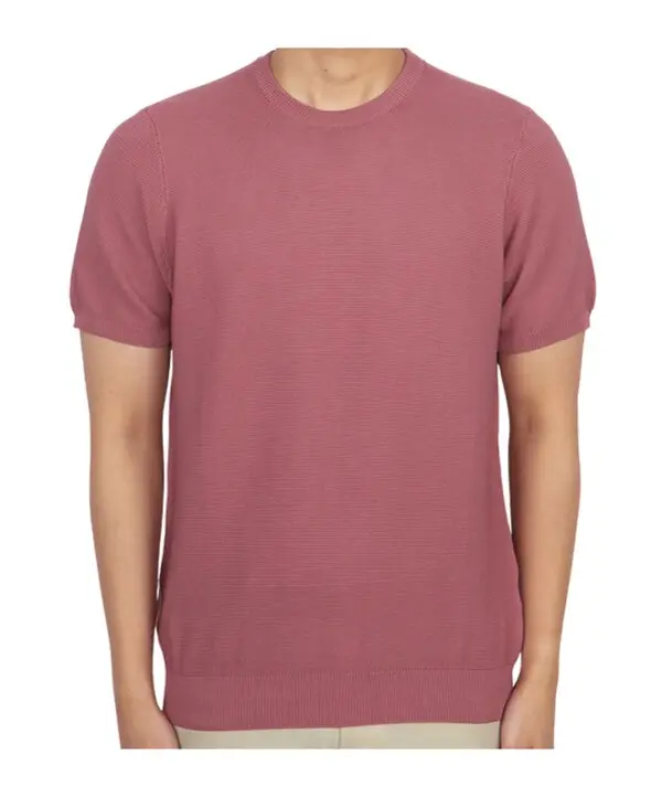 DRUMOHR Ribbed Knit Short Sleeve Sweater - Pink