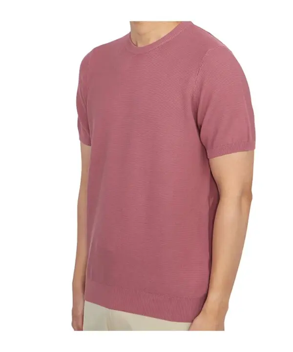 DRUMOHR Ribbed Knit Short Sleeve Sweater - Pink