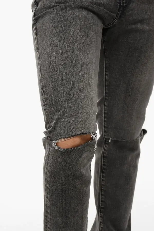 DIESEL® 2019 Slim-cut Distressed Denim Jeans - Black