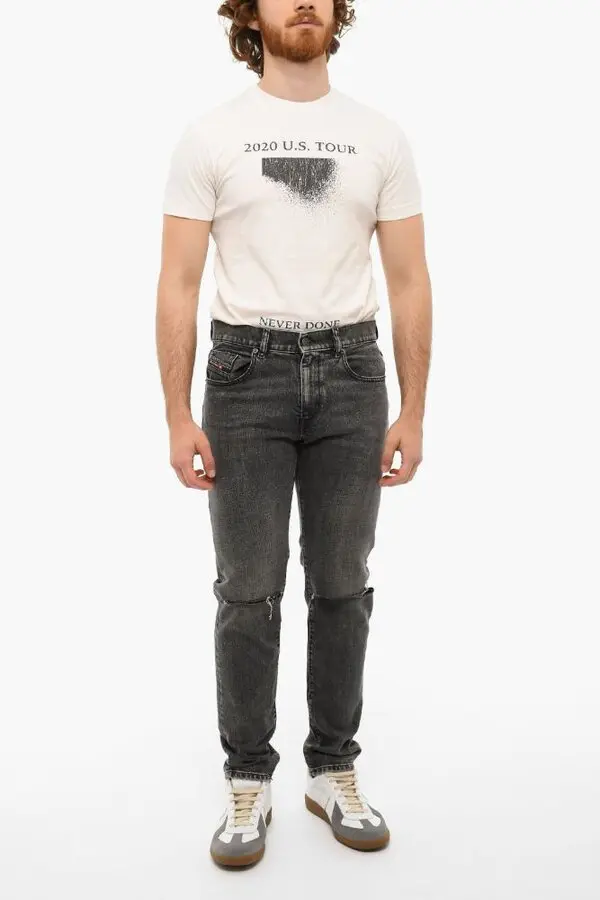 DIESEL® 2019 Slim-cut Distressed Denim Jeans - Black