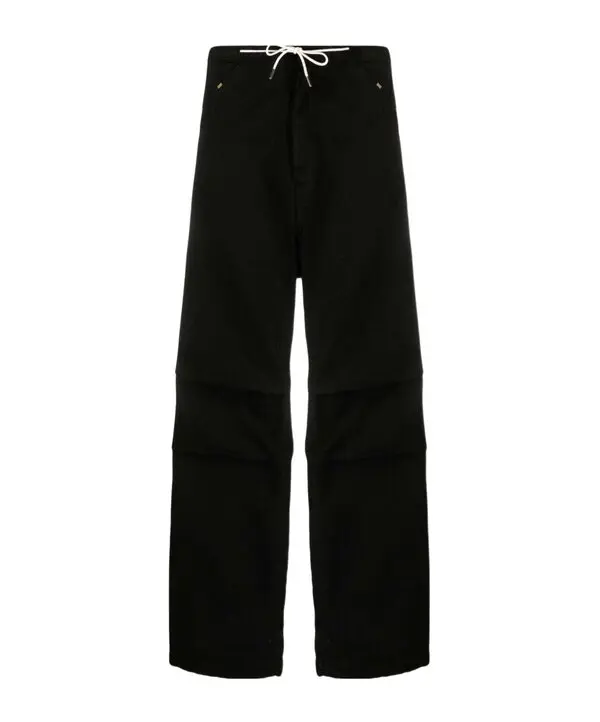 DARKPARK Drawstring-waistband Cotton Trousers - Black
