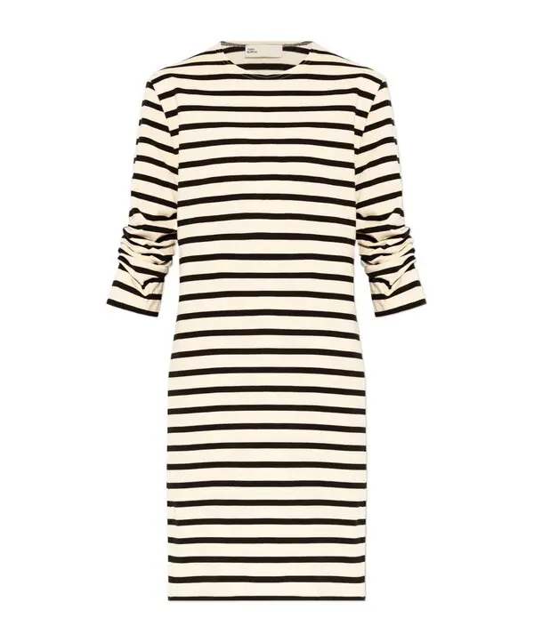 Tory Burch Striped T-shirt Dress With Embroidered Floral Decals