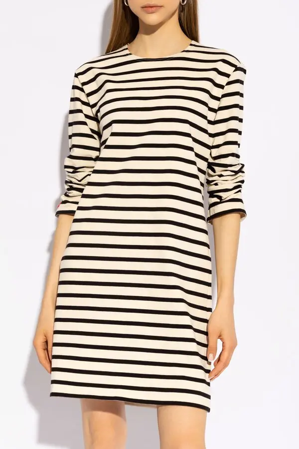 Tory Burch Striped T-shirt Dress With Embroidered Floral Decals