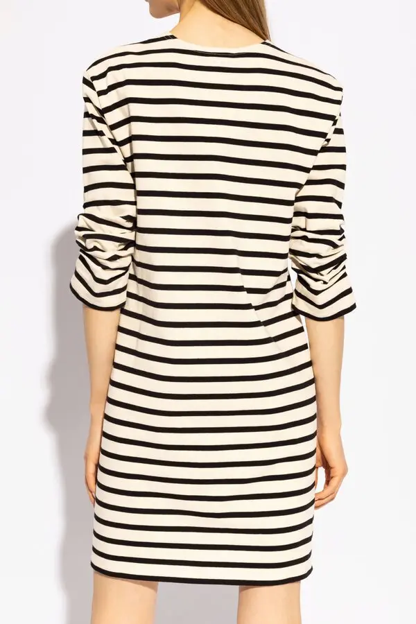 Tory Burch Striped T-shirt Dress With Embroidered Floral Decals