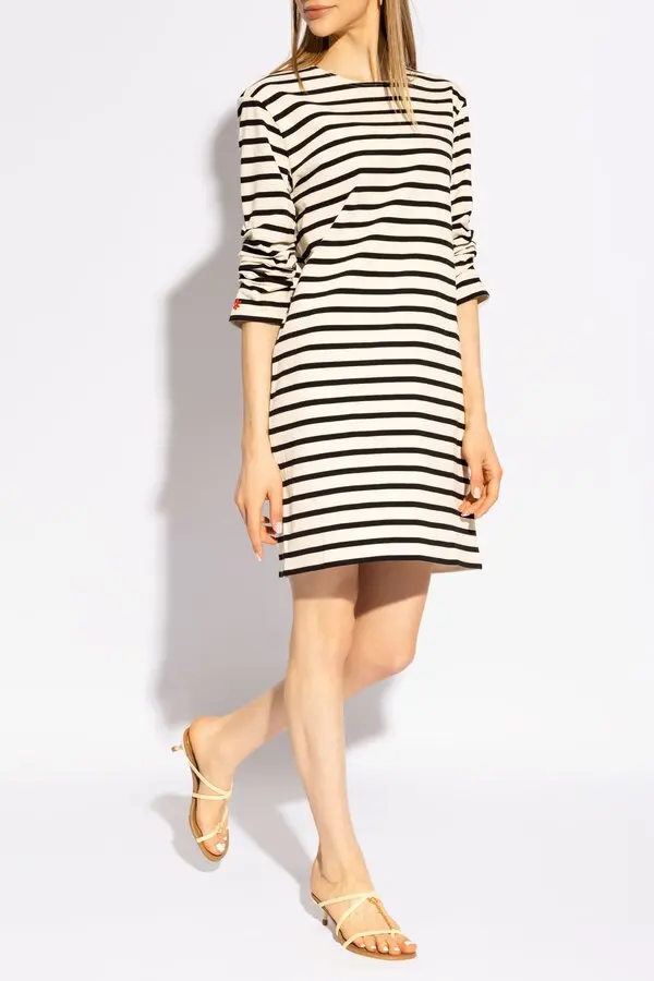 Tory Burch Striped T-shirt Dress With Embroidered Floral Decals