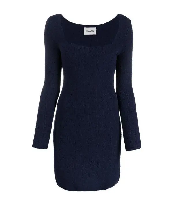 Nanushka Leah Square Neck Knitted Dress - Black