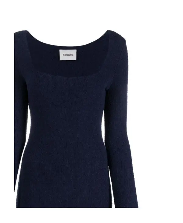 Nanushka Leah Square Neck Knitted Dress - Black