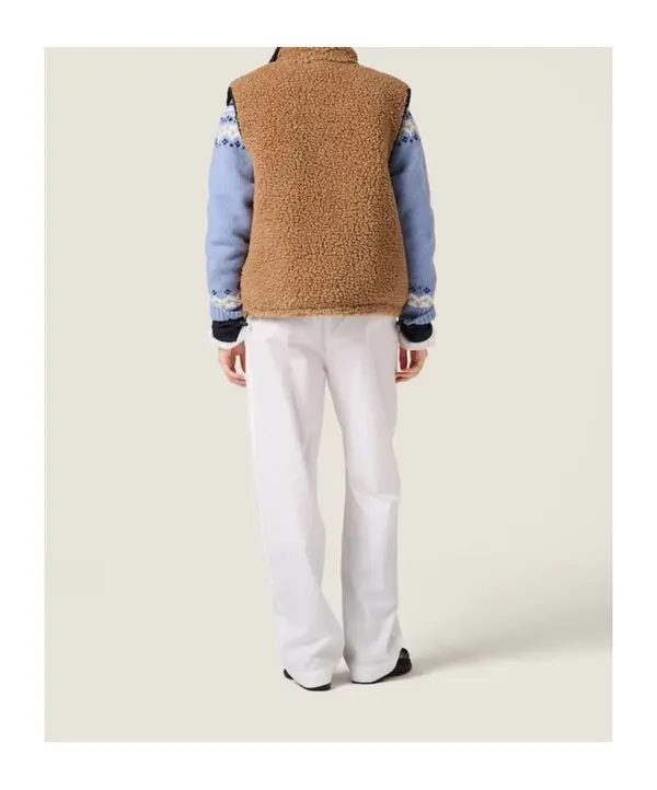 Miu Miu Fleece Gilet - Camel/royal Blue