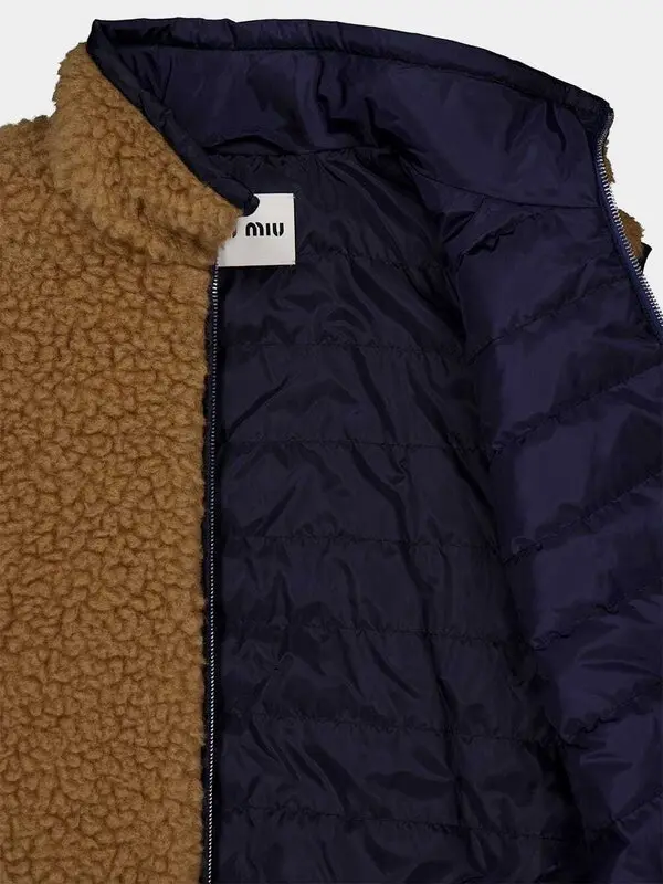 Miu Miu Fleece Gilet - Camel/royal Blue