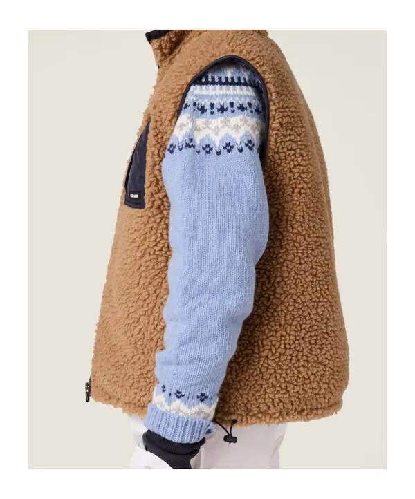 Miu Miu Fleece Gilet - Camel/royal Blue