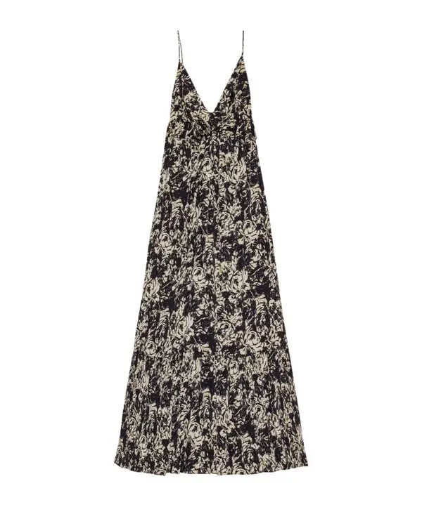 GANNI Floral Print Spaghetti Strap Maxi Dress