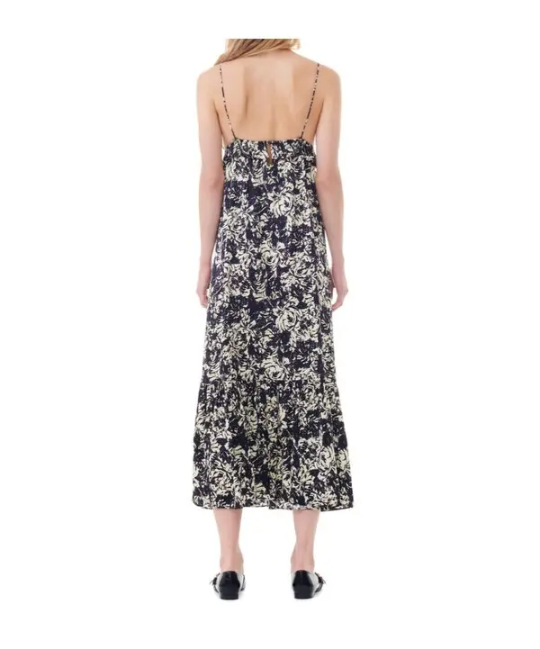 GANNI Floral Print Spaghetti Strap Maxi Dress