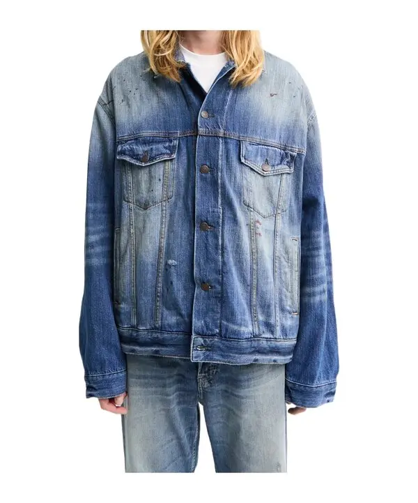 Acne Studios Distressed Denim Trucker Jacket - Medium Blue