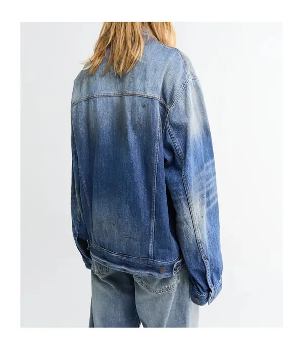 Acne Studios Distressed Denim Trucker Jacket - Medium Blue