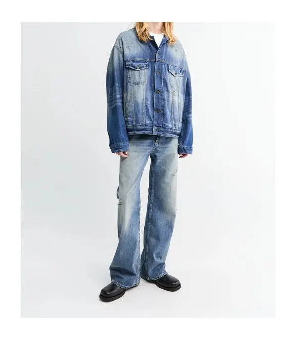 Acne Studios Distressed Denim Trucker Jacket - Medium Blue