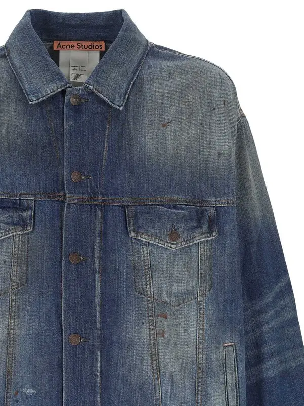 Acne Studios Distressed Denim Trucker Jacket - Medium Blue