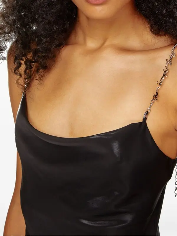 DIESEL® D-minty Cowl Neck Metallic Mini Dress - Black