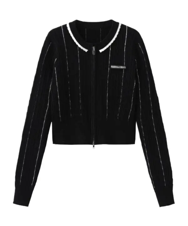 Marissa Chiara Long Sleeve Knitted Cardigan With Zip Closure