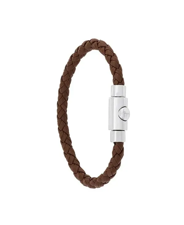 FERRAGAMO Braided Leather Bracelet - Yellow