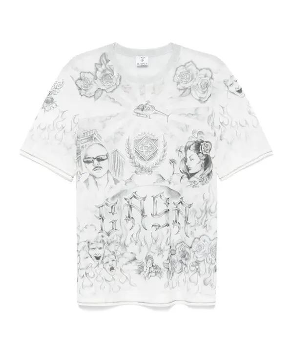Casablanca Tattoo Print Mesh T-shirt