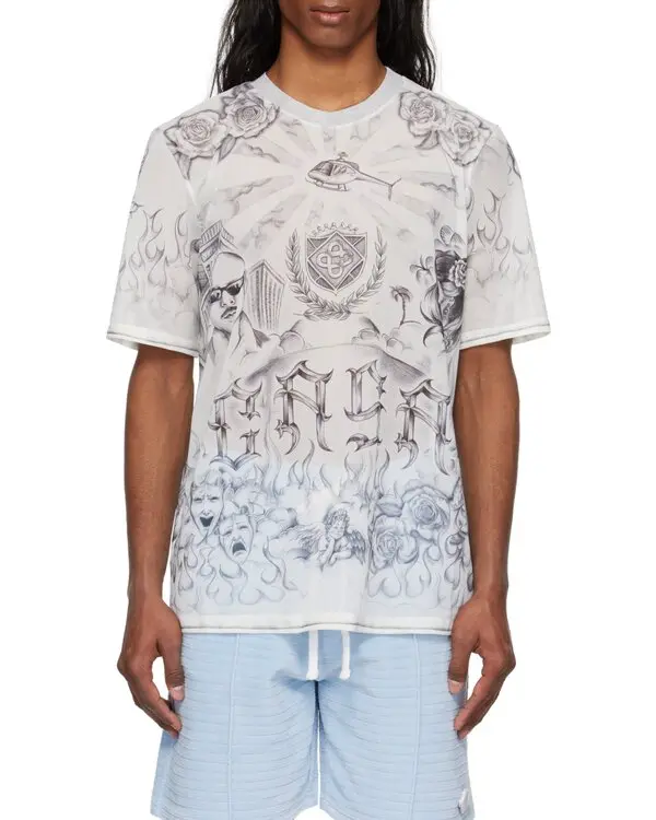 Casablanca Tattoo Print Mesh T-shirt