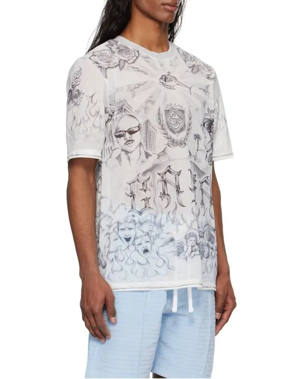 Casablanca Tattoo Print Mesh T-shirt
