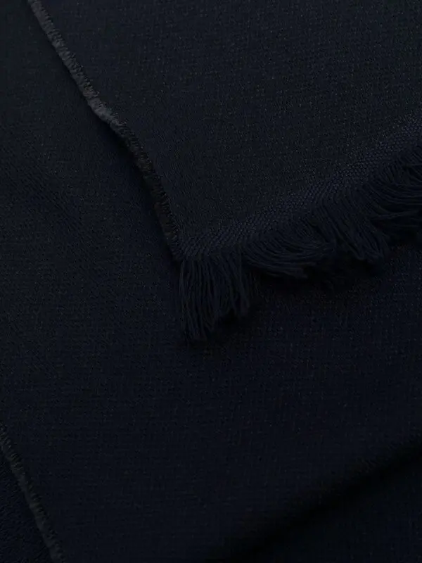 Emporio Armani Logo Jacquard Frayed Edge Scarf - Black