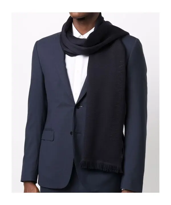Emporio Armani Logo Jacquard Frayed Edge Scarf - Black