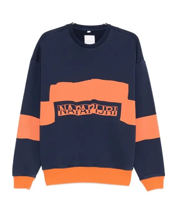 NAPAPIJRI Logo Striped Crew Neck Sweatshirt