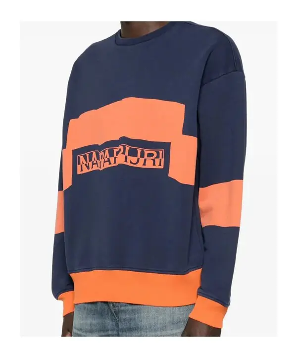 NAPAPIJRI Logo Striped Crew Neck Sweatshirt