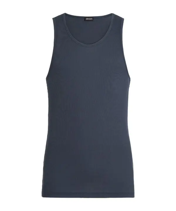 Zegna Cotton Blend Tank Top - Blue