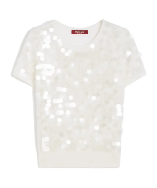 Max Mara Saio Sequin Embellished Jumper - Ivory