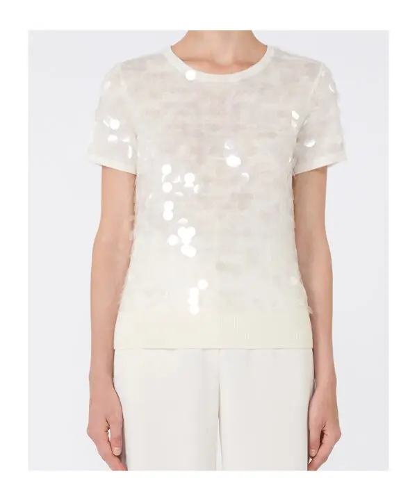 Max Mara Sequin Embellished Jumper - Ivory