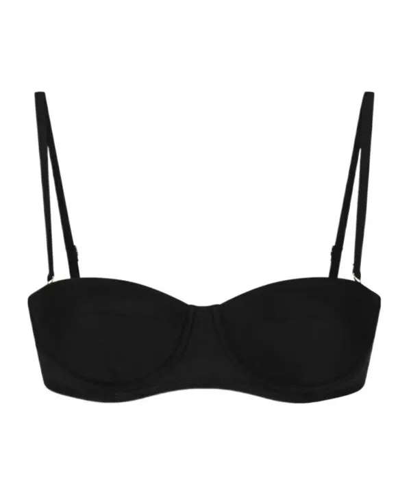Dolce & Gabbana Bikini Top With Logo Plaque - Black