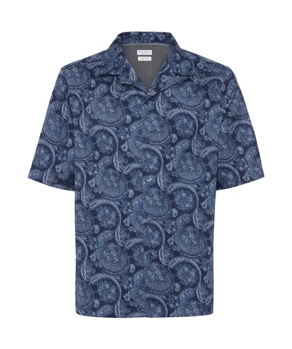 Brunello Cucinelli Paisley-print Cotton Shirt - Blue