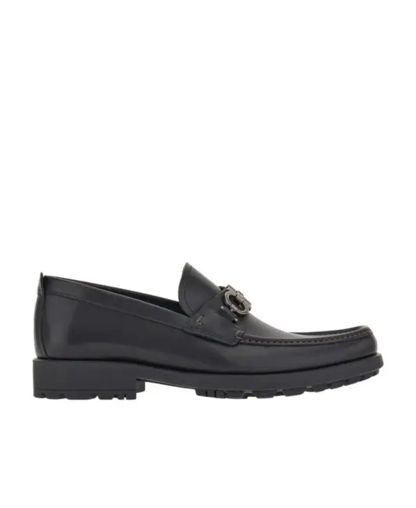 FERRAGAMO Gancini Detail Loafers - Black