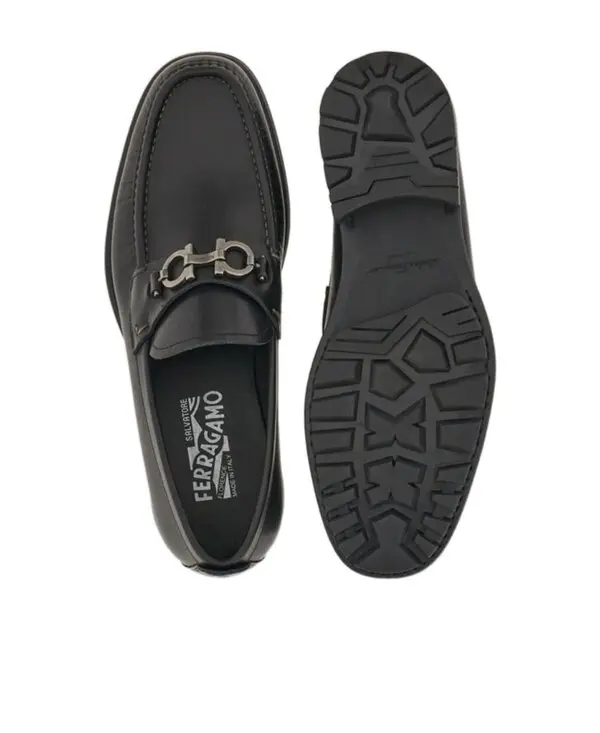 FERRAGAMO Gancini Detail Loafers - Black