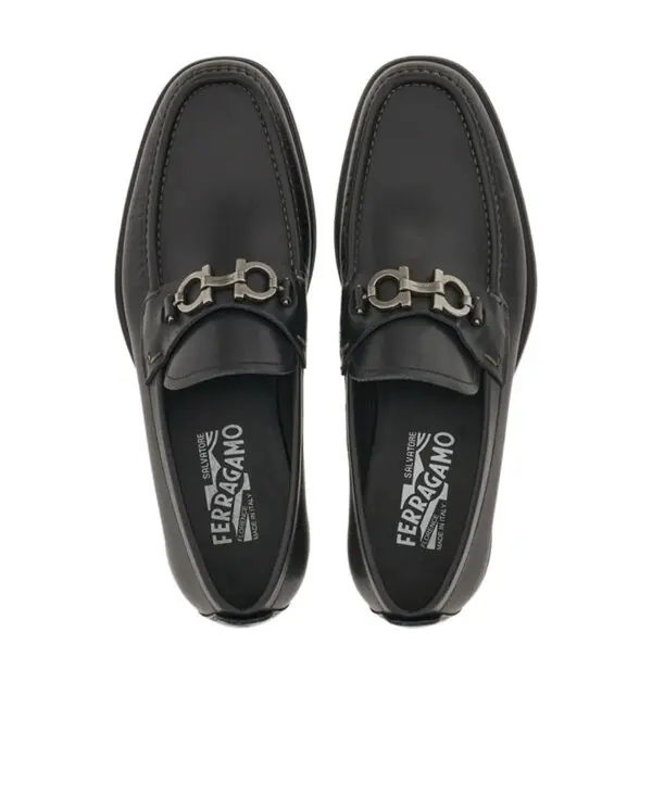 FERRAGAMO Gancini Detail Loafers - Black