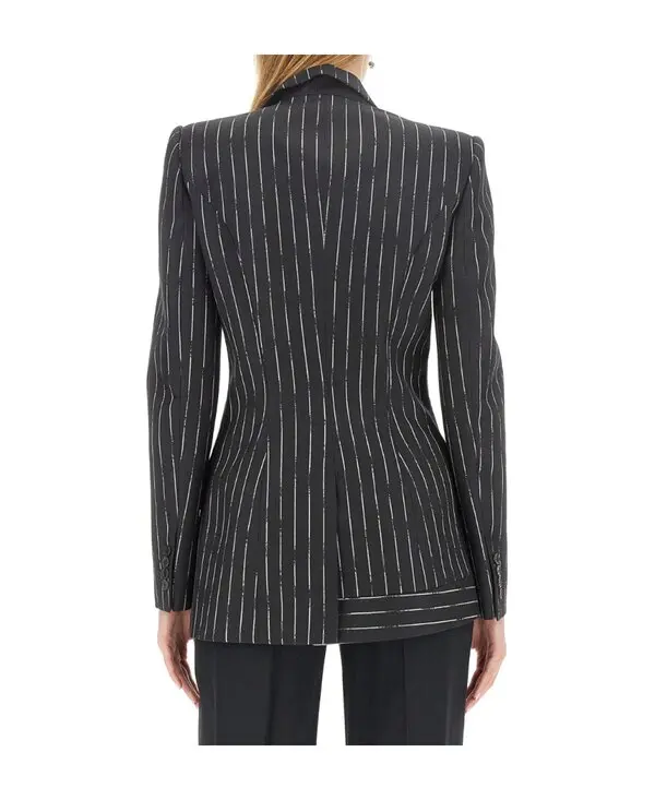 Alexander McQueen Asymmetric Stripe Detailed Blazer
