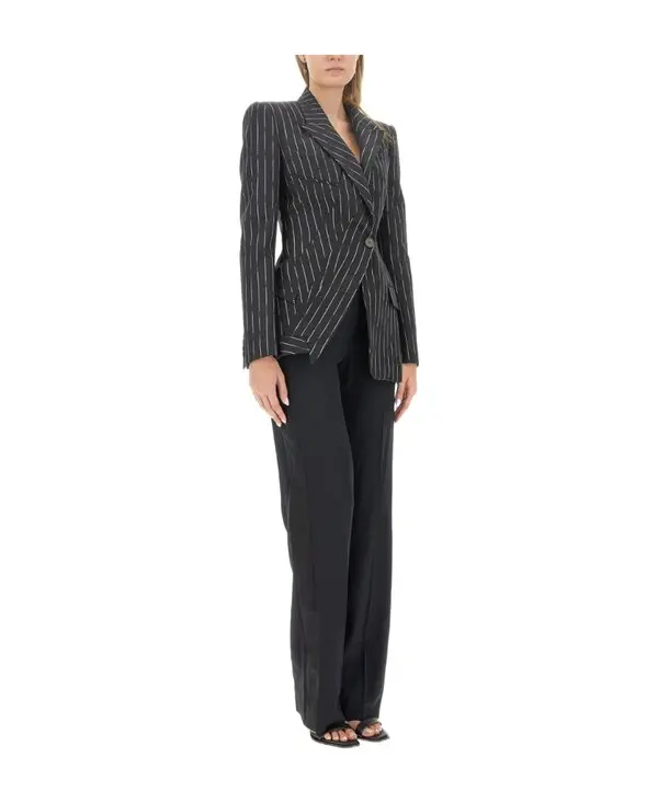Alexander McQueen Asymmetric Stripe Detailed Blazer