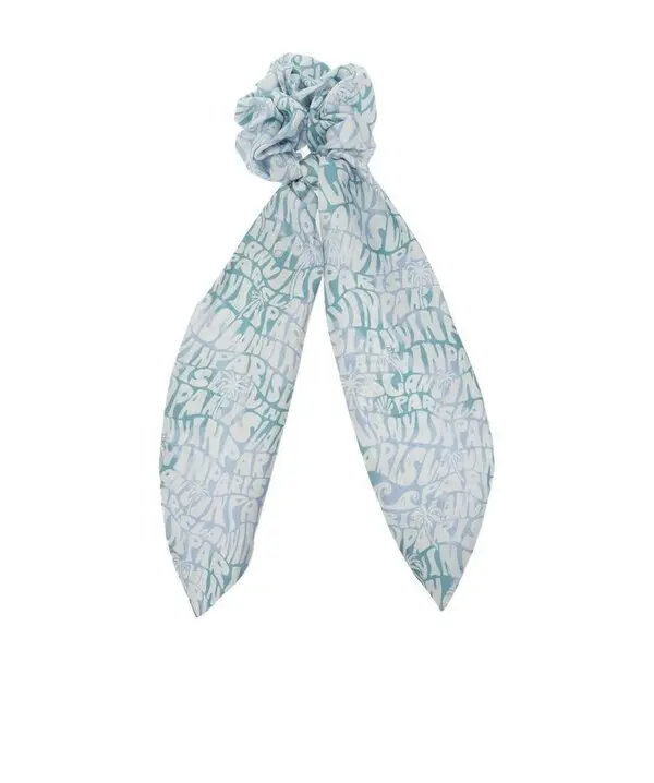 LANVIN Logo Pattern Silk Scrunchie - White