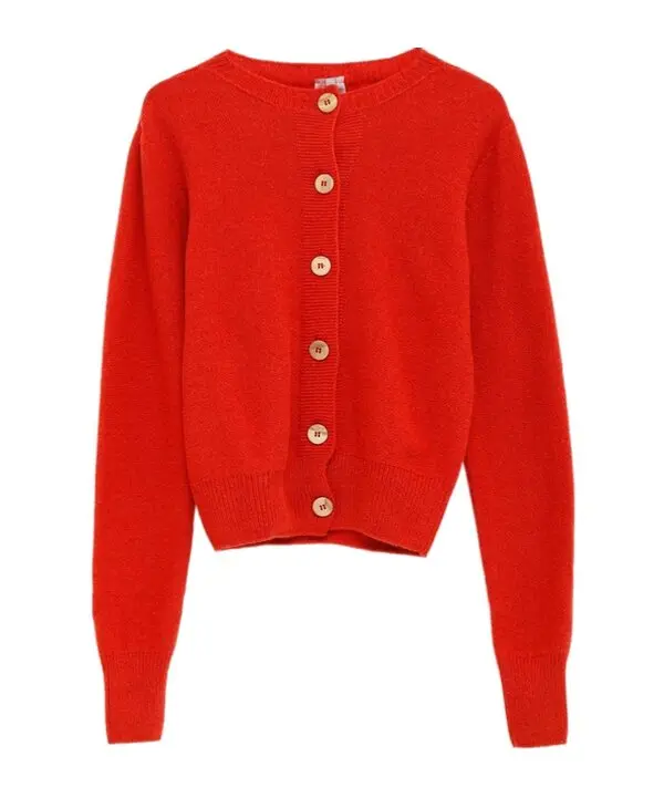 BASERANGE Long-sleeved Cardigan With Button Closure - Red