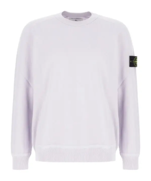 Stone Island Logo Patch Crew Neck Sweater - White