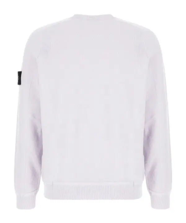 Stone Island Logo Patch Crew Neck Sweater - White