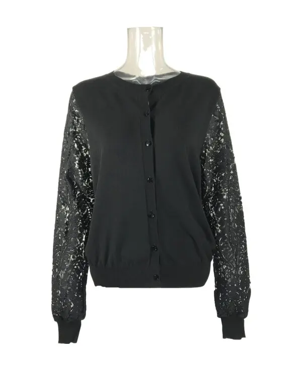 Max Mara Lace Sleeve Logo Cardigan
