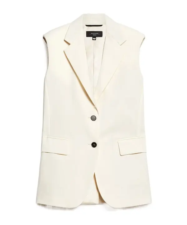Max Mara Single-breasted Sleeveless Gilet - White