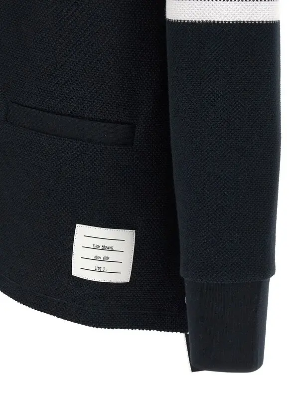 Thom Browne 4-bar Honeycomb Knit V-neck Cardigan