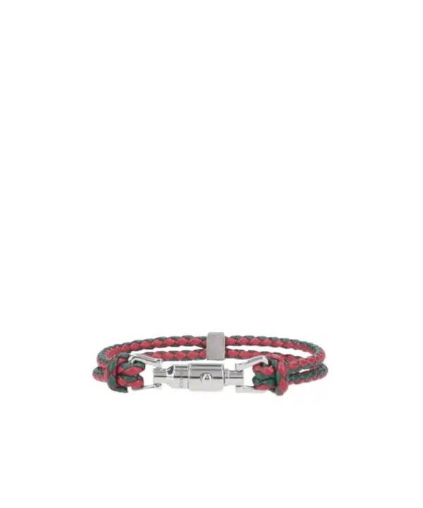 Gucci Piston Detail Braided Bracelet - Green Red