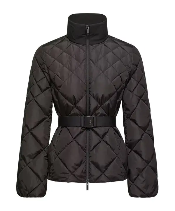 Moncler Balsamine Geometric-quilted Short Jacket With Belt