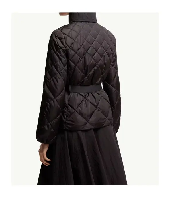 Moncler Balsamine Geometric-quilted Short Jacket With Belt